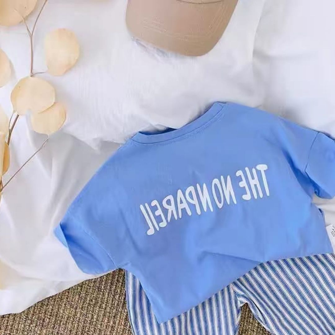 | BlyntConcepts| Blue lined pants set